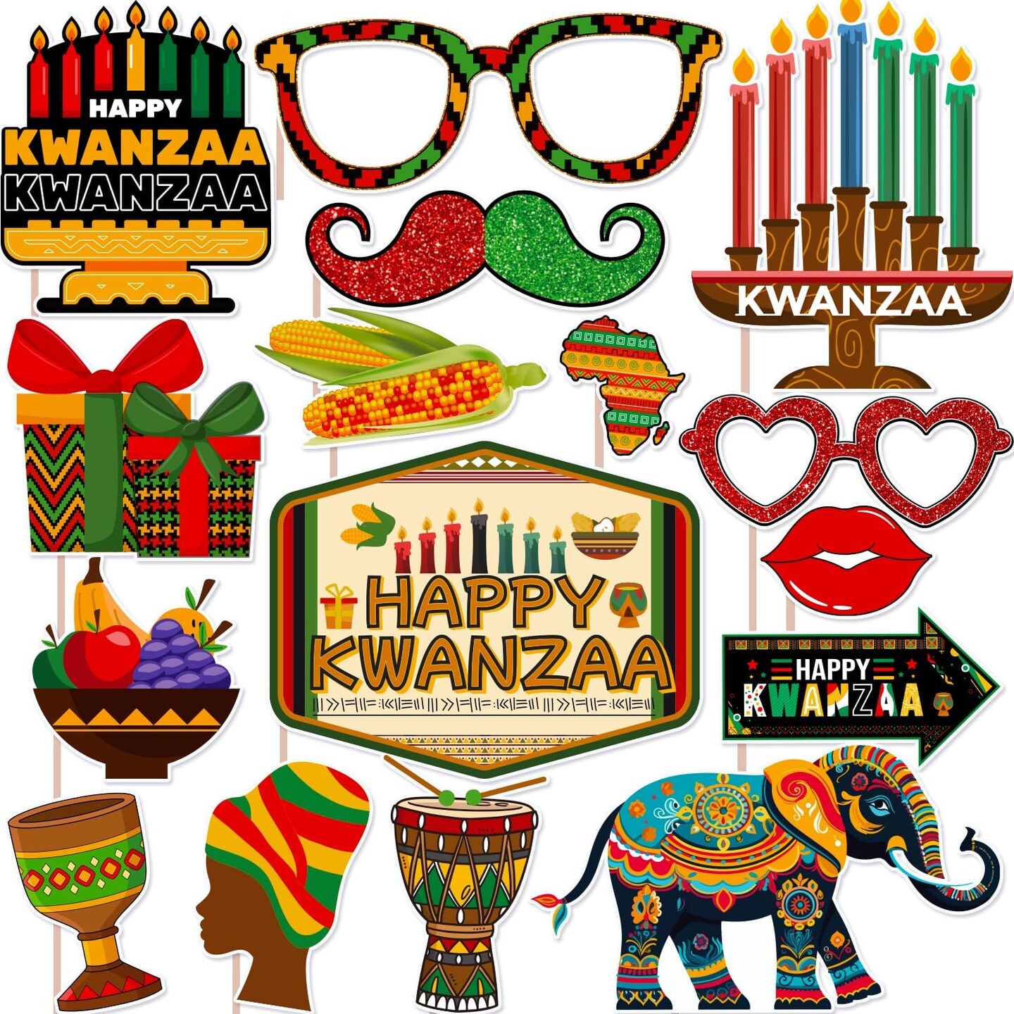 Kwanzaa Decorations Photo Booth Props, Happy Kwanzaa Decorations Photo ...
