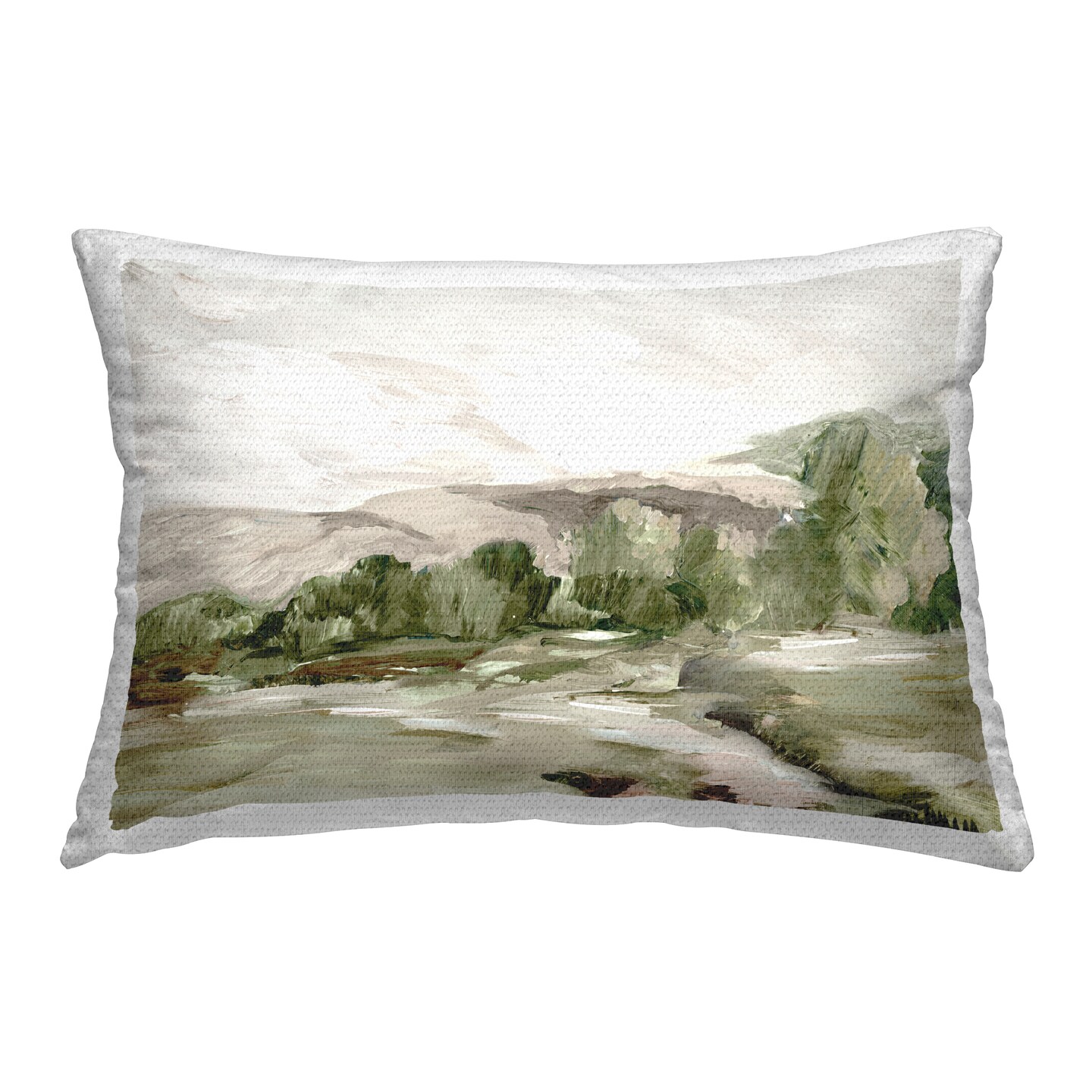 Tree Line From Afar Outdoor Printed Pillow Design by Lera, 14 x 7 x 20 ...