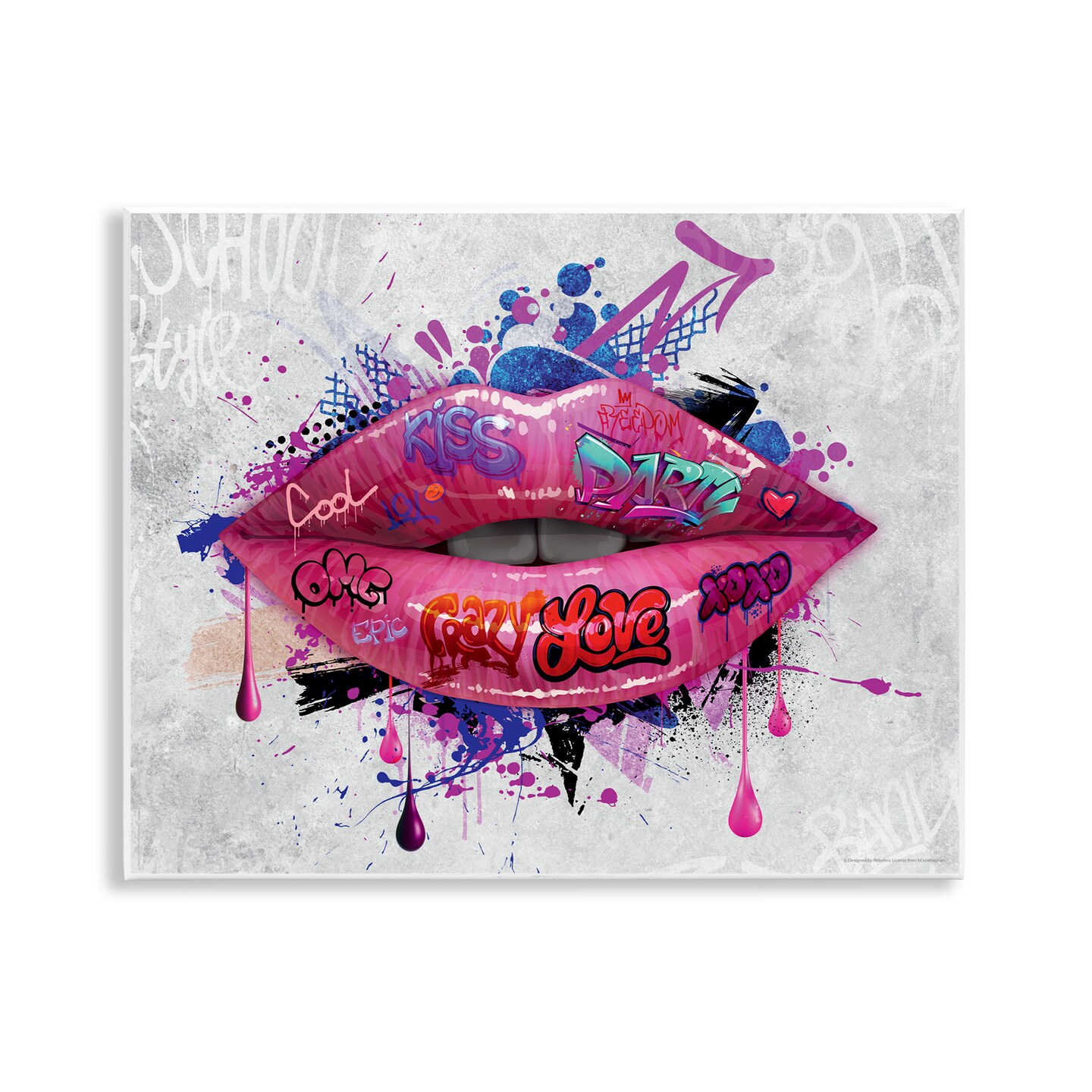 Stupell Industries Urban Graffiti Lips Wall Plaque Art Design by ...