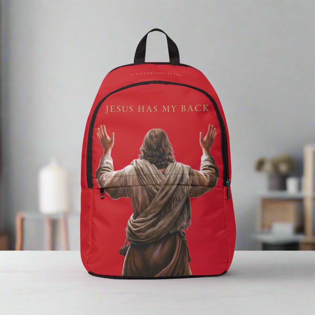 "Jesus Has My Back" Christian Backpack (red and dark red) | MakerPlace ...