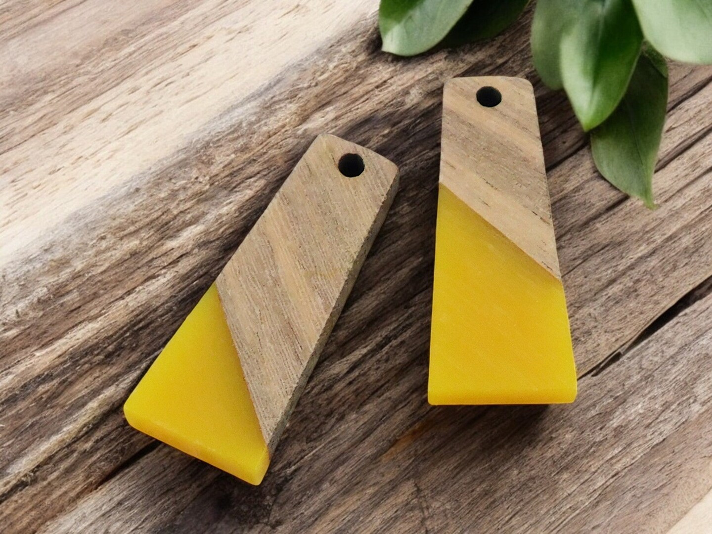 *2* 30x12mm Wood/Resin (Yellow) Trapezoid Pendants | Michaels