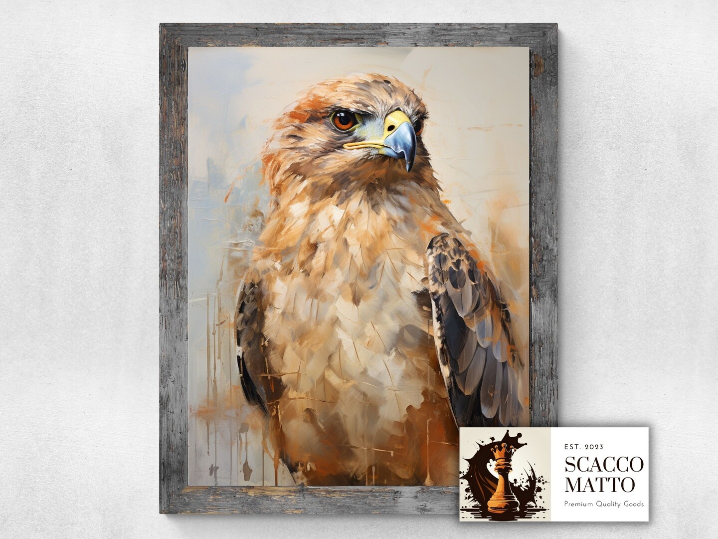 Boho Red-Tailed Hawk Oil Painting Art Print, Bird wall art, Boho Red ...
