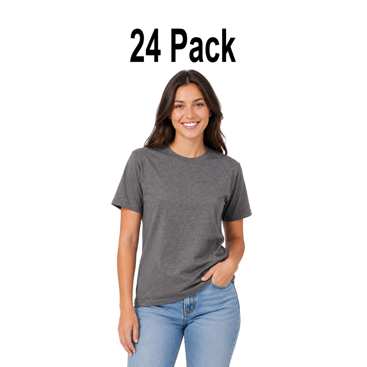 Hanes 24 Pack : Authentic T-Shirt For Mens, Color: Charcoal heather ...