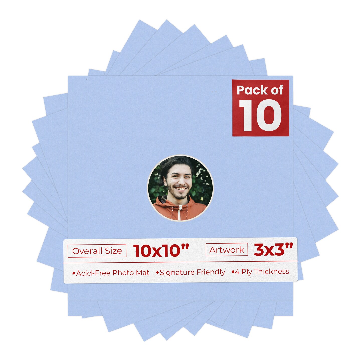 Fountain Blue Mat Board for 10x10 Frames - Circle Opening for 3x3 ...