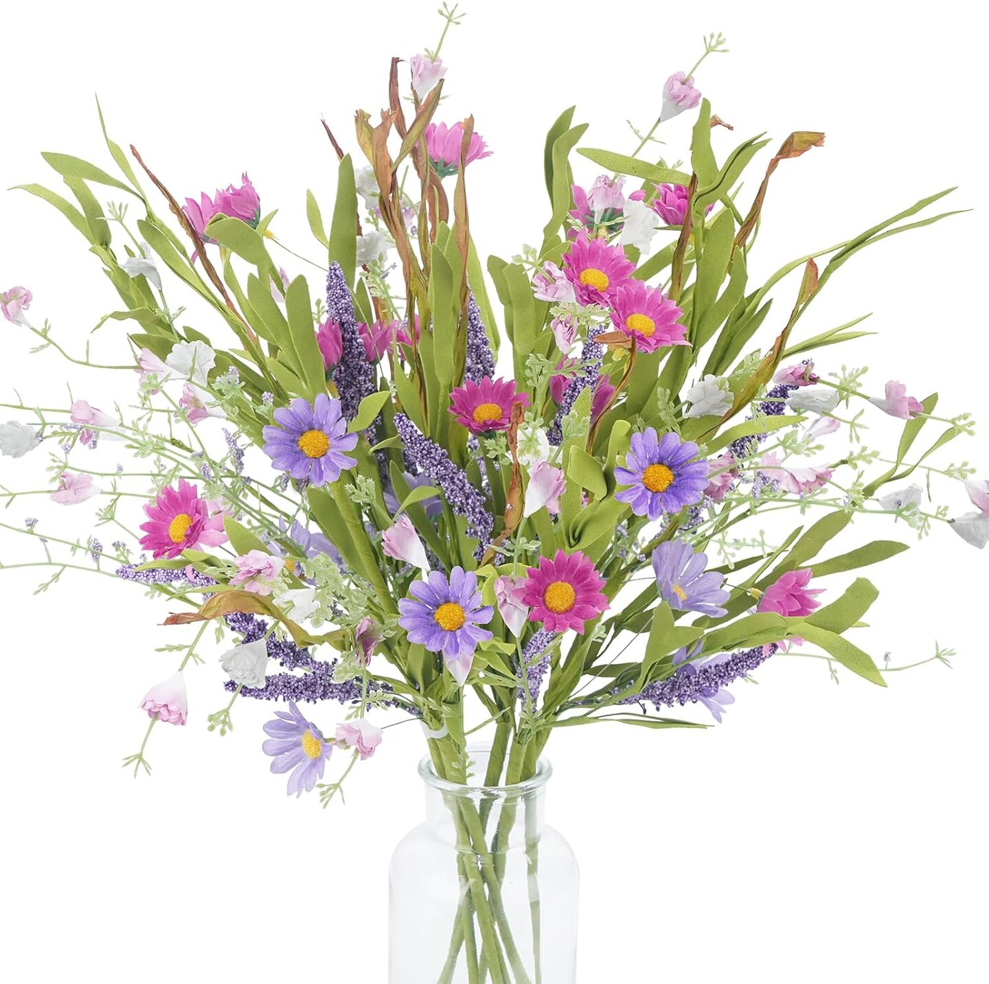 8 Bundles Spring Fake Flowers Artificial Daisy Lavender Flowers Stem ...