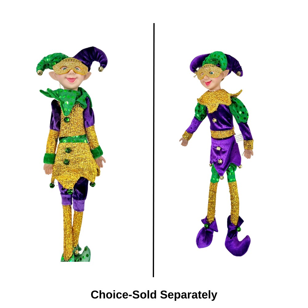 19" Mardi Gras Jester w/Mask Ornament - Choice of Color - Festive Decor ...