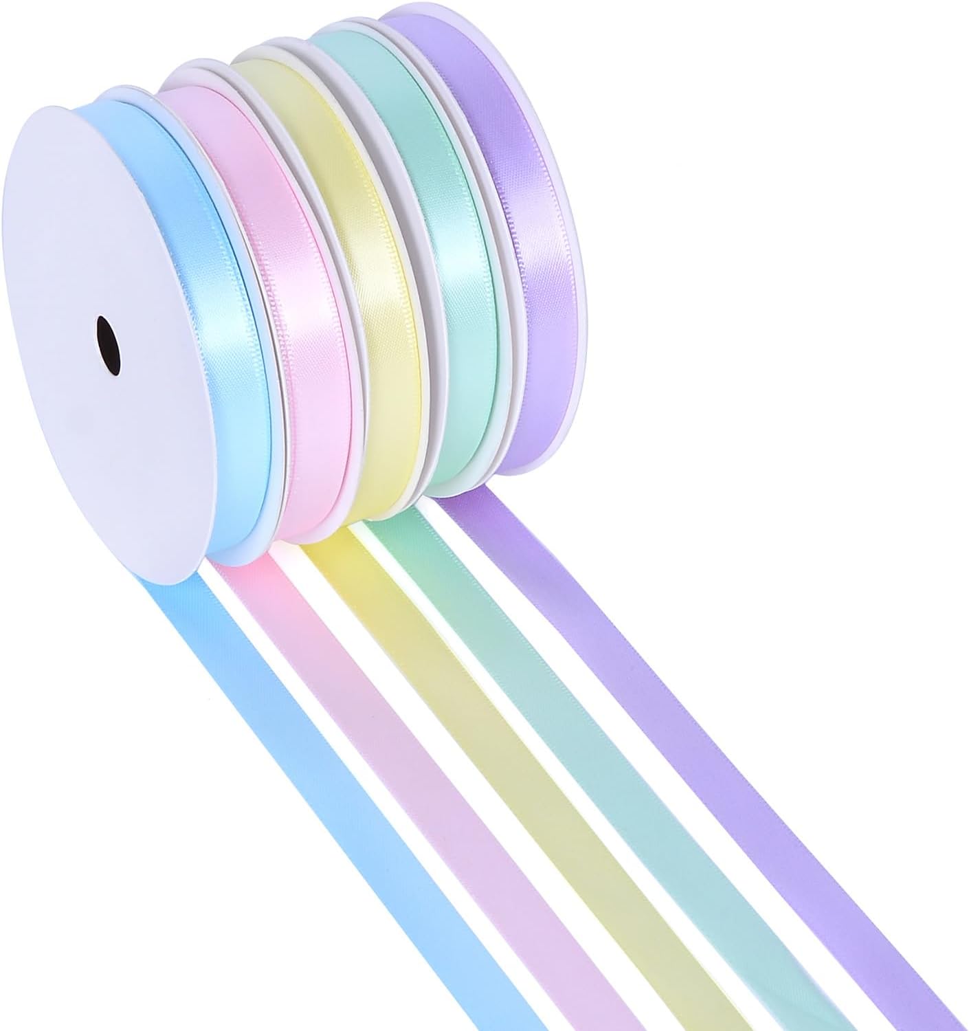 Pastel Ribbon, 3/8 inch Thin Double Faced Satin Ribbons Assortment for ...
