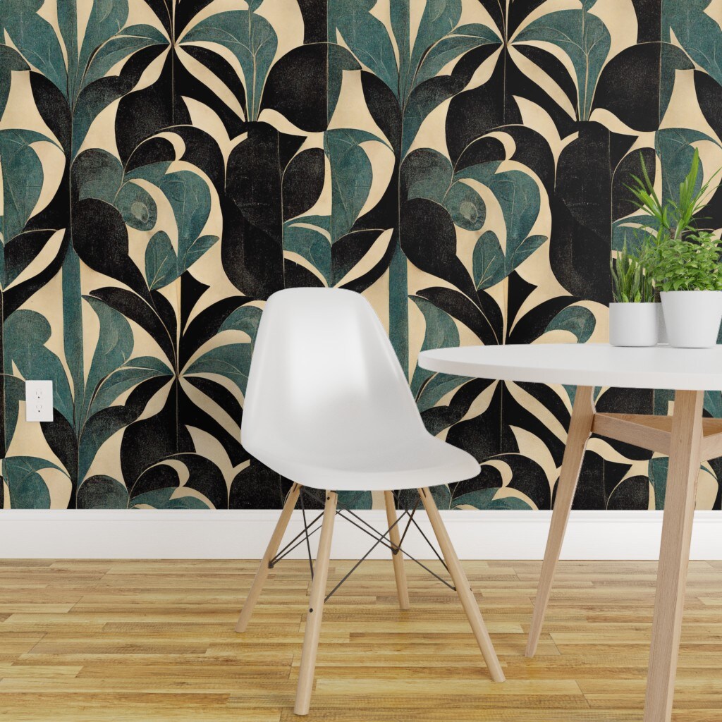 Art Deco Leaves Botanical Geometric 1920S Arches Abstract Weathered ...