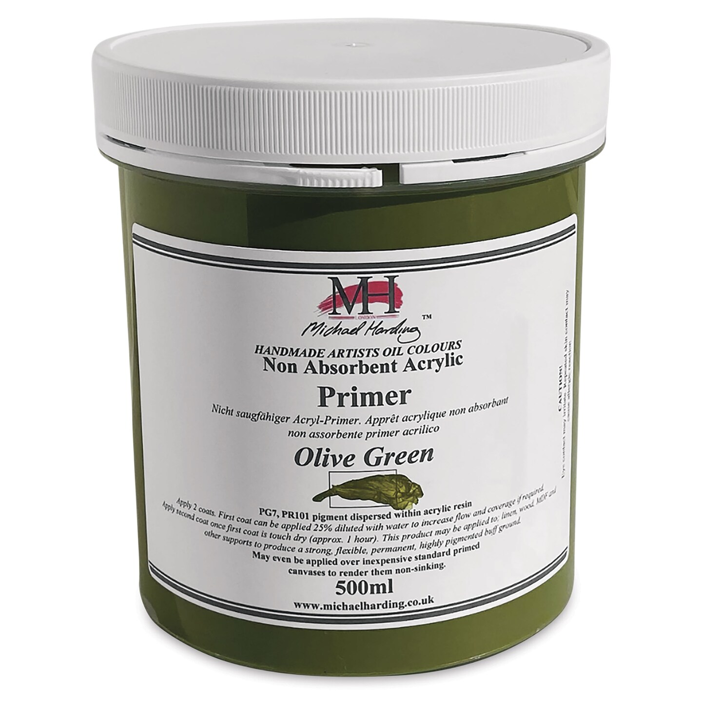 Michael Harding Non-Absorbent Acrylic Primer - Olive Green, 500 ml, Jar ...