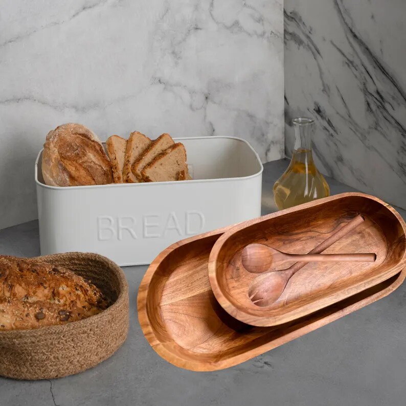 Extra Large Handmade Wood Dough Bowl, Bread Bowl, Bread Box With Wooden ...