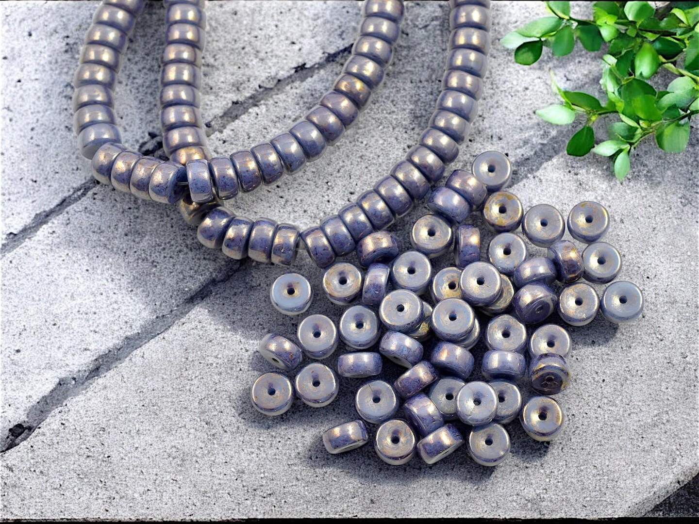 *50* 6x3mm Gold Lustered Slate Blue Heishi Beads | Michaels