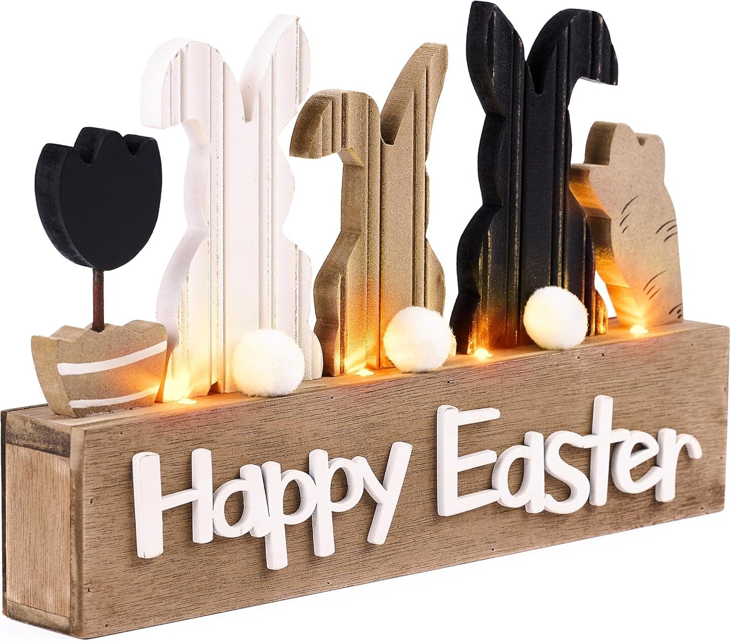 Easter Decorations, Lighted Wooden Easter Decor for Table, Bunny ...