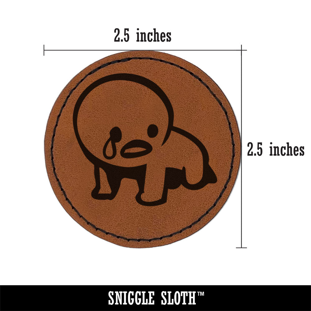 Crying Despair Sad Emote Round Iron-On Engraved Faux Leather Patch ...