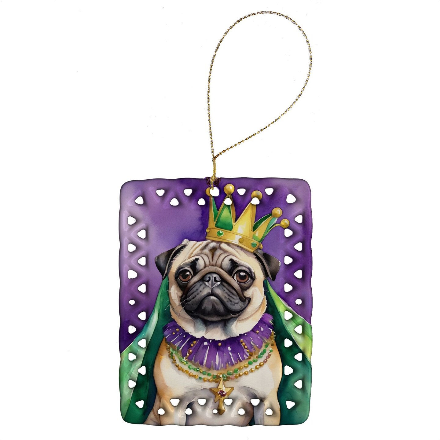 Edge Collections - 2.80" X 0.15" - Multicolor - Pug King of Mardi Gras ...
