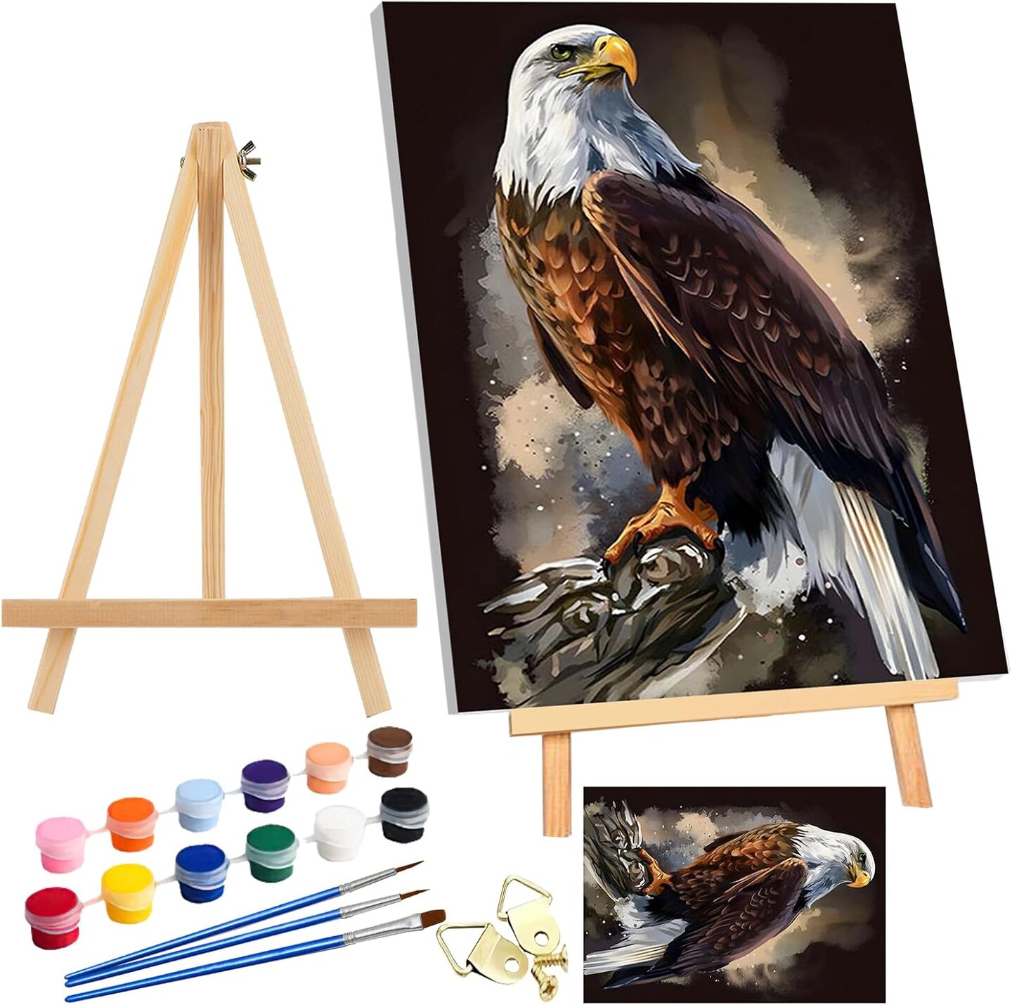 Eagle Paint by Number for Adults Framed Canvas, DIY Arts and Crafts for ...