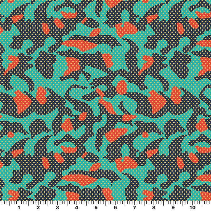 1 Yard Pop Art Camouflage Printed Spandex Fabric Stretch, Color: Teal ...