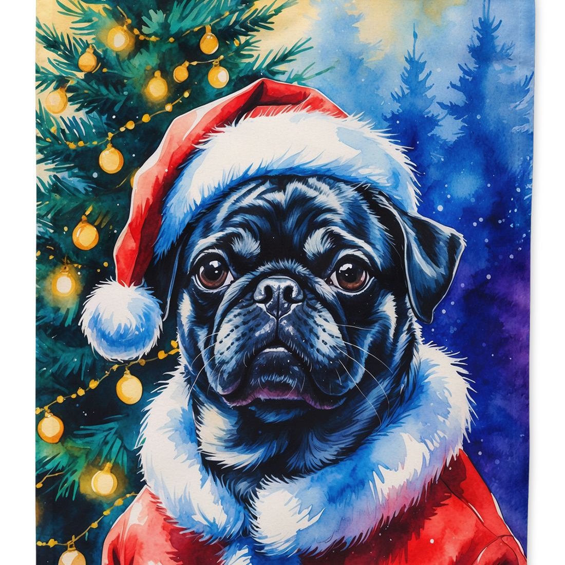 Edge Collections - 28" X 40" - Black - Pug Christmas Large Porch ...
