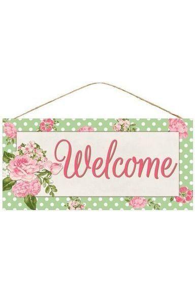12" Wooden Sign: Welcome Pink Floral | Michaels