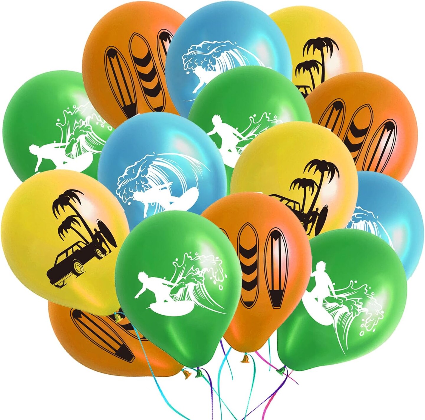 50PCS Surfs Up Party Balloons - Summer Surf Themed Birthday Party ...