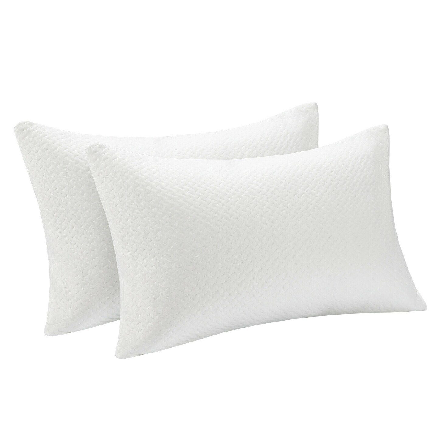 White Shredded Memory Foam Pillows with Wicker Fiber Covers Set of 2 ...