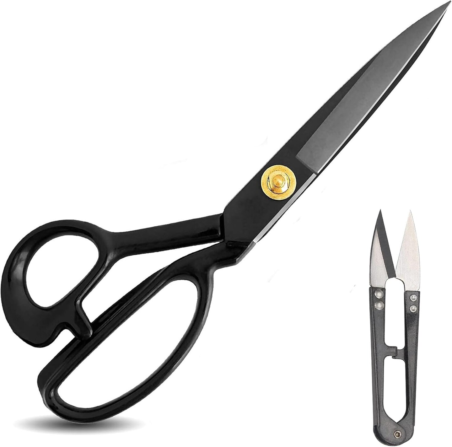 Black Sewing Scissors 8" Stainless Steel Shears, Sharp Knife Edge Fabric Heavy Duty Tailor ...