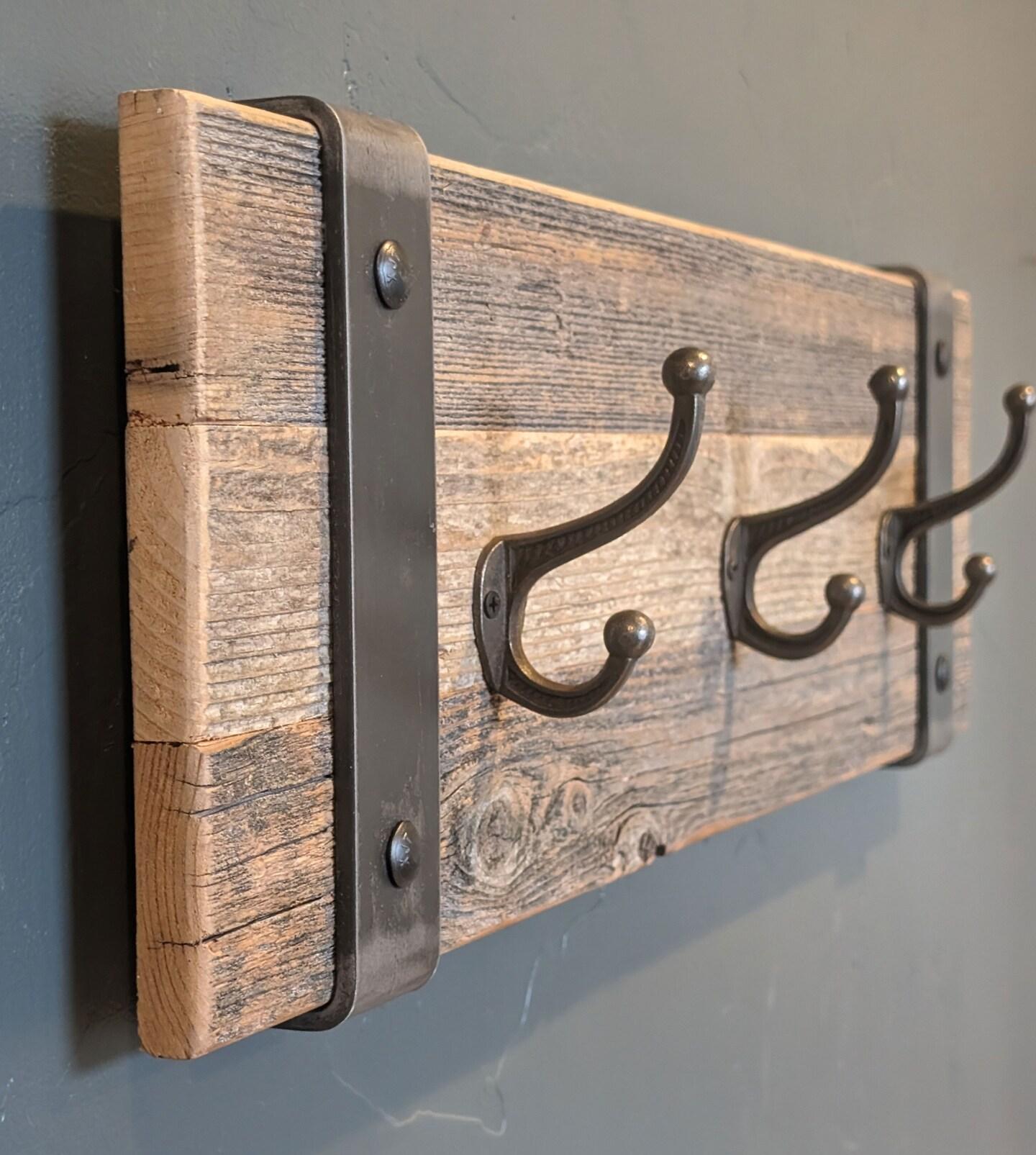Wall Mounted Barnwood Coat Rack | MOAB Industrial Farmhouse Entryway ...