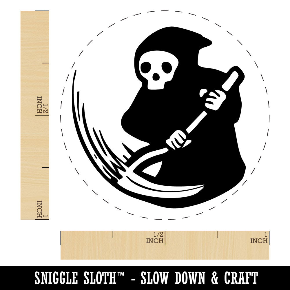 Grim Reaper Reaping with Scythe Skeleton Death Self-Inking Rubber Stamp ...
