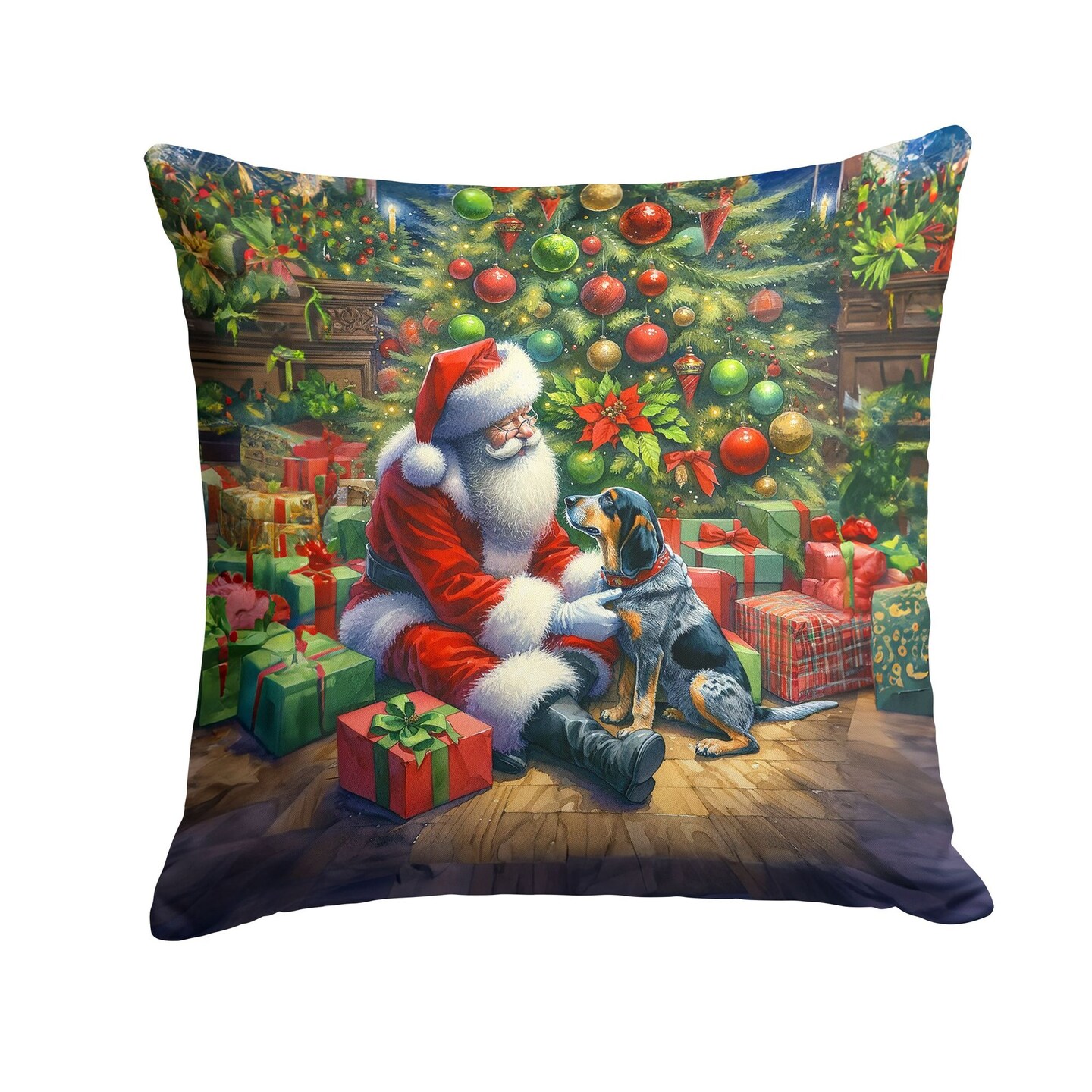 Edge Collections - 18" X 18" - Multicolor - Bluetick Santa Claus Hound ...
