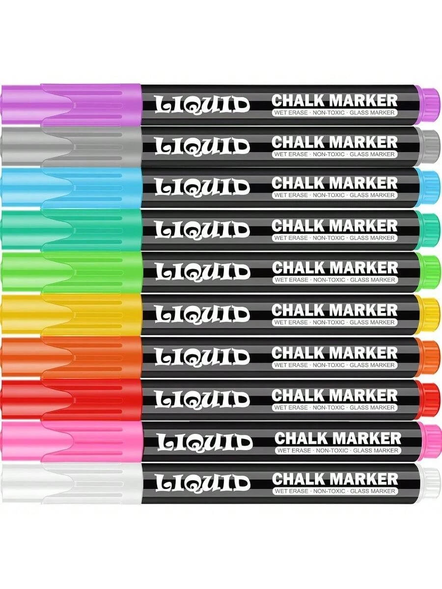 Fine Tip Chalkboard Markers 10 Pack, Liquid Chalk Markers Erasable ...