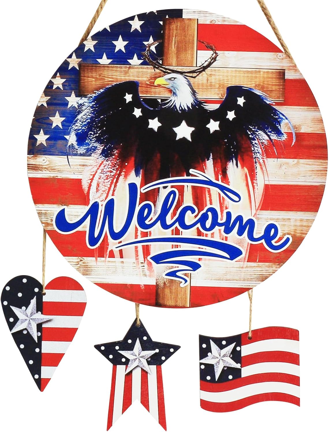 4th of July Wreaths for Front Door Patriotic Wreath Door Hanger Bald ...