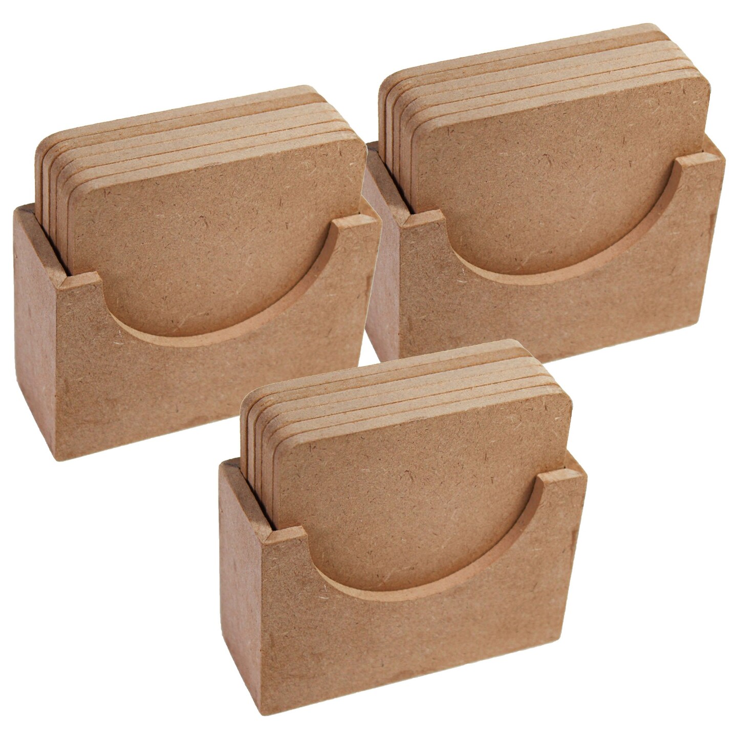 Pack of 3 - Little Birdie MDF Wood Coaster With Stand-Square 4"X4 ...