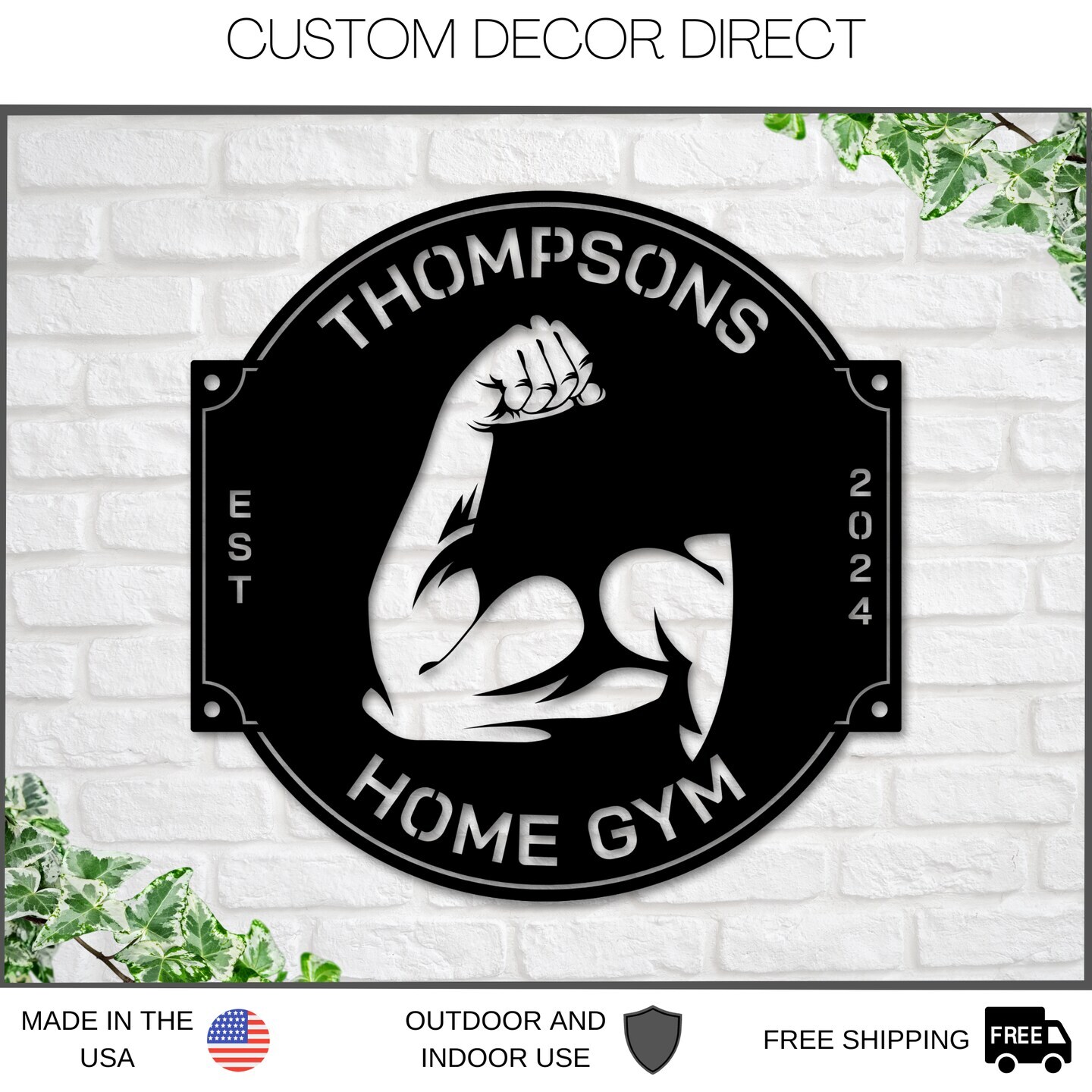 Personalized Gym Sign, Custom Metal Sign, Weight Plate, Home Gym Sign ...