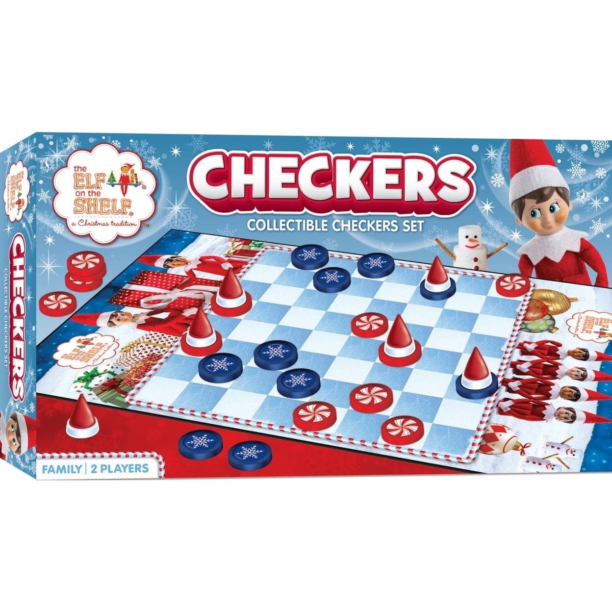 Elf On The Shelf Checkers Game Winter Wonderland Board 2 Players Ages 6 ...
