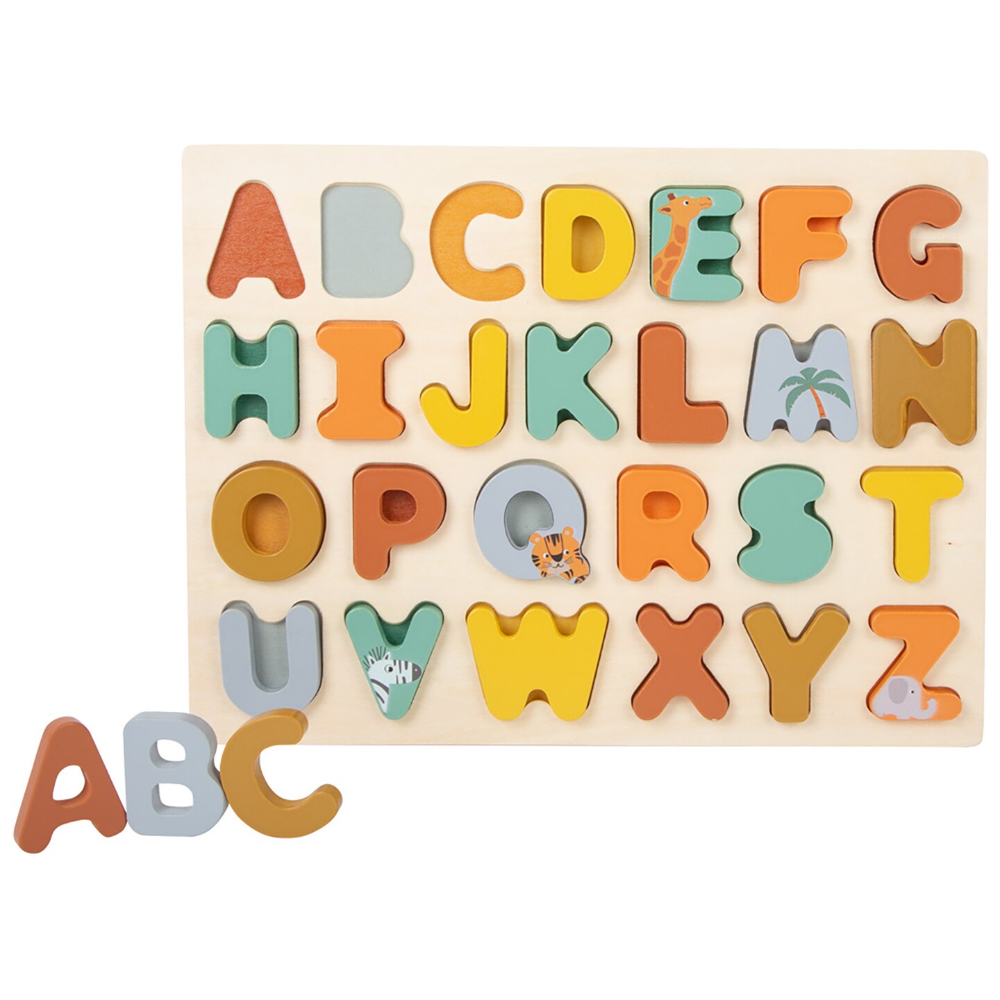 Small foot wooden toys Safari Themed ABCs Letter Puzzle designed for ...