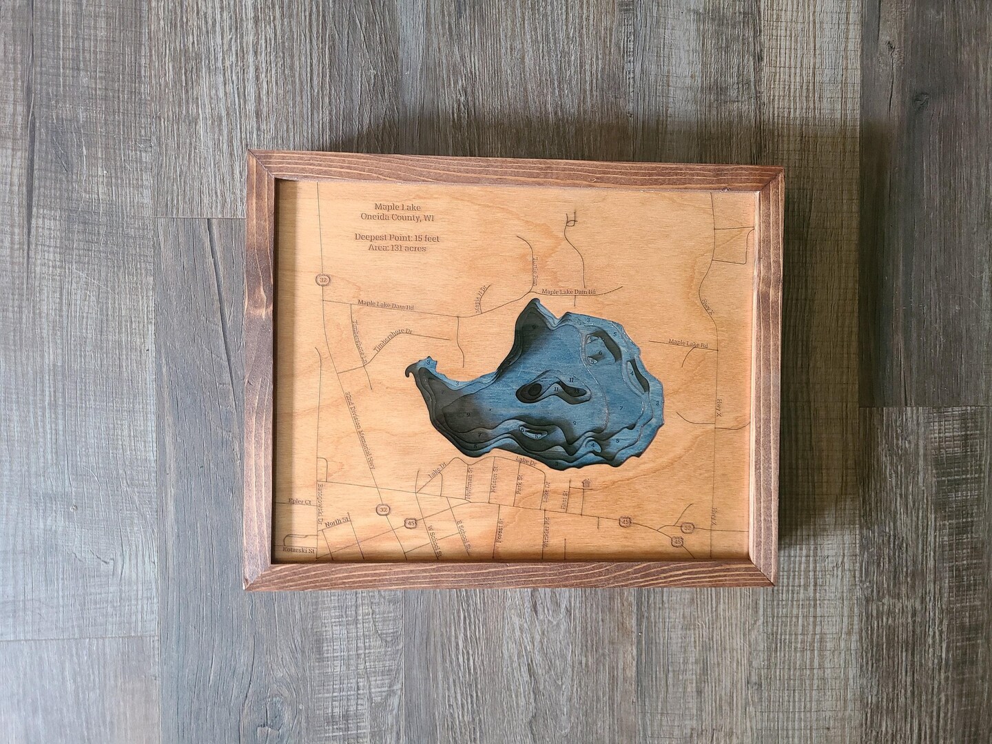 Maple Lake, WI 3d Wood Map | MakerPlace by Michaels