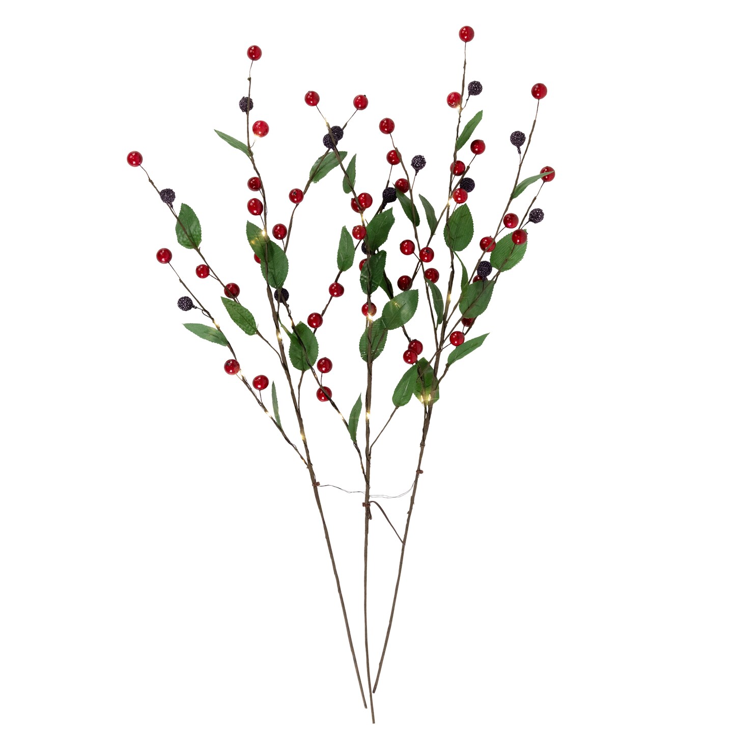 Northlight Lighted Mixed Berry Pinecone Christmas Spray - 24" - Warm ...