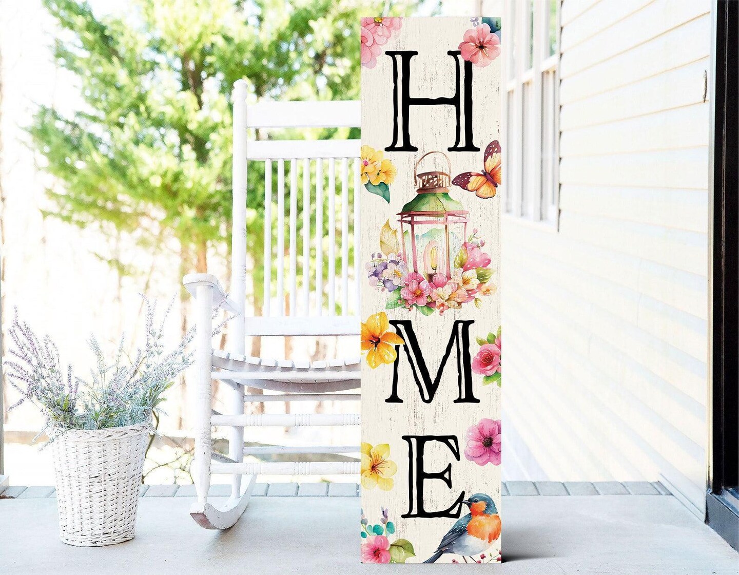 36in Spring Home Sign for Front Door - Wooden Porch Sign, Front Porch ...