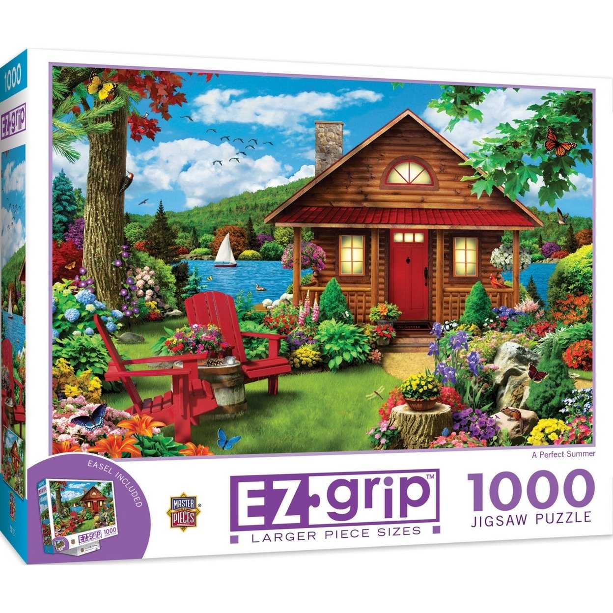 Masterpieces Ez Grip 1000 Piece Jigsaw Puzzle Alan Giana Log Cabin ...
