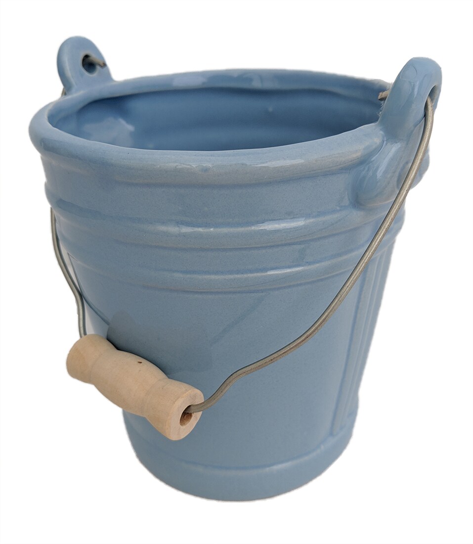 Blue Ceramic Pail Planter - 3.25" x 4.25 | Michaels