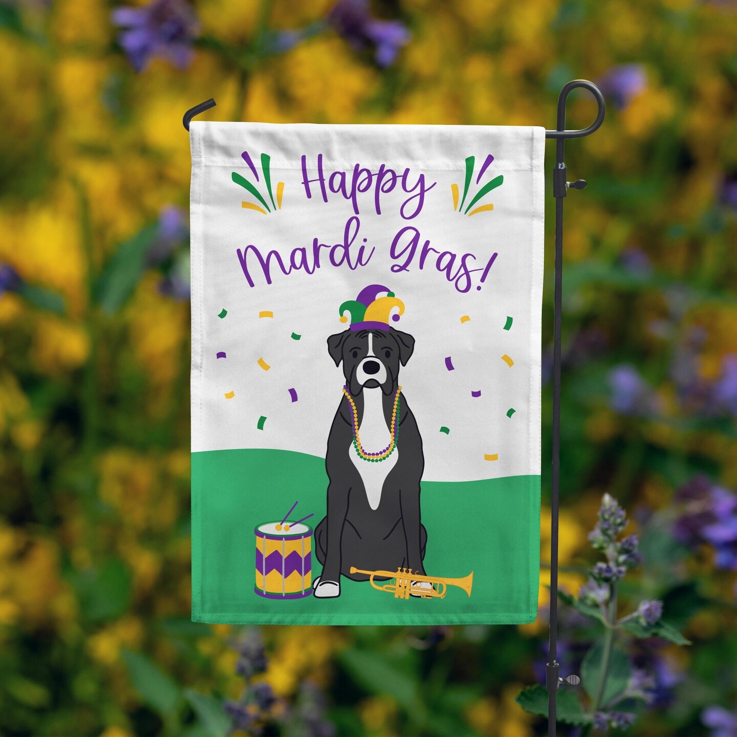 Boxer Mardi Gras Garden Flag - Pick Your Color! | MakerPlace by Michaels
