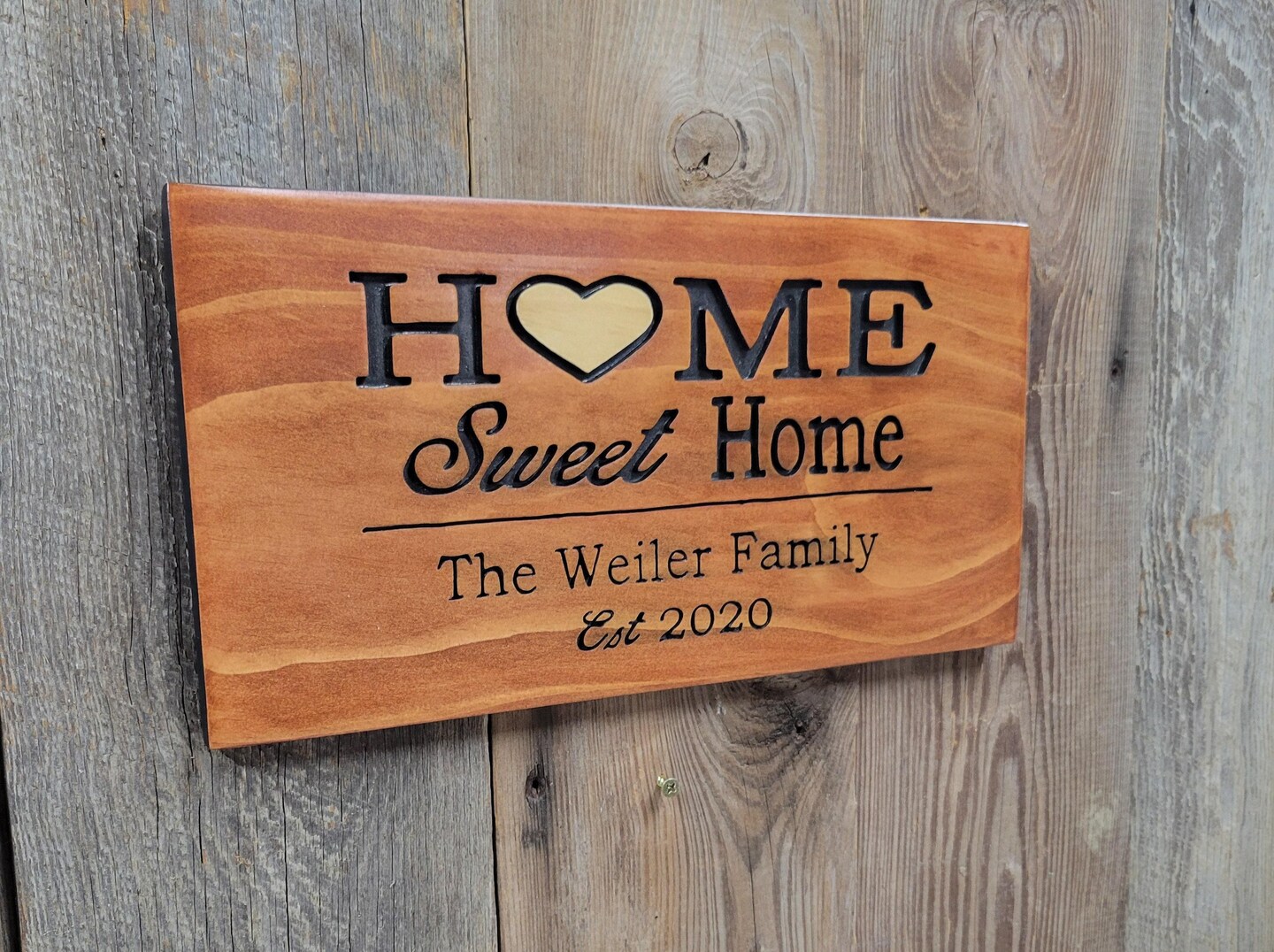 Home Sweet Home Sign, Wooden Name Sign, Established Date Sign ...