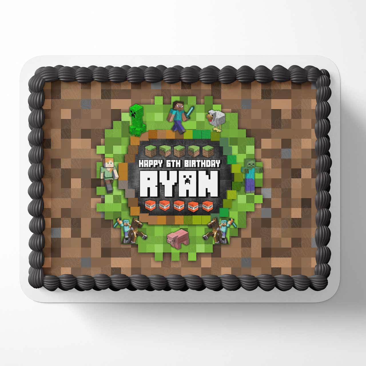 Minecraft Pixel Style Kids Edible Cake Image Topper Birthday Cake Sheet ...
