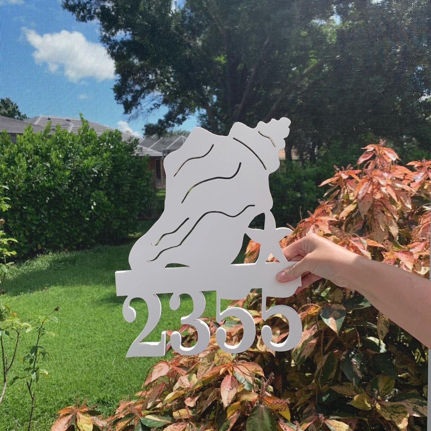 House Number Sign, Conch Shell, Starfish, Plaque, Address Sign, Custom ...