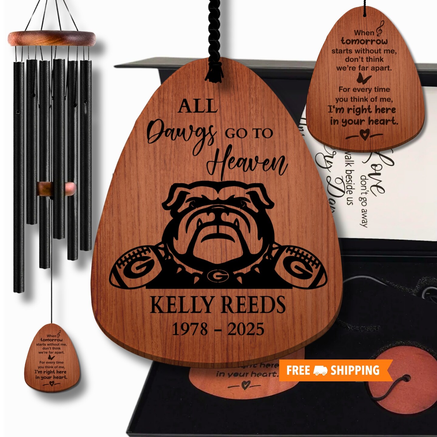 Georgia Bulldogs Football Memorial Wind Chimes for Sports Fans Sympathy ...