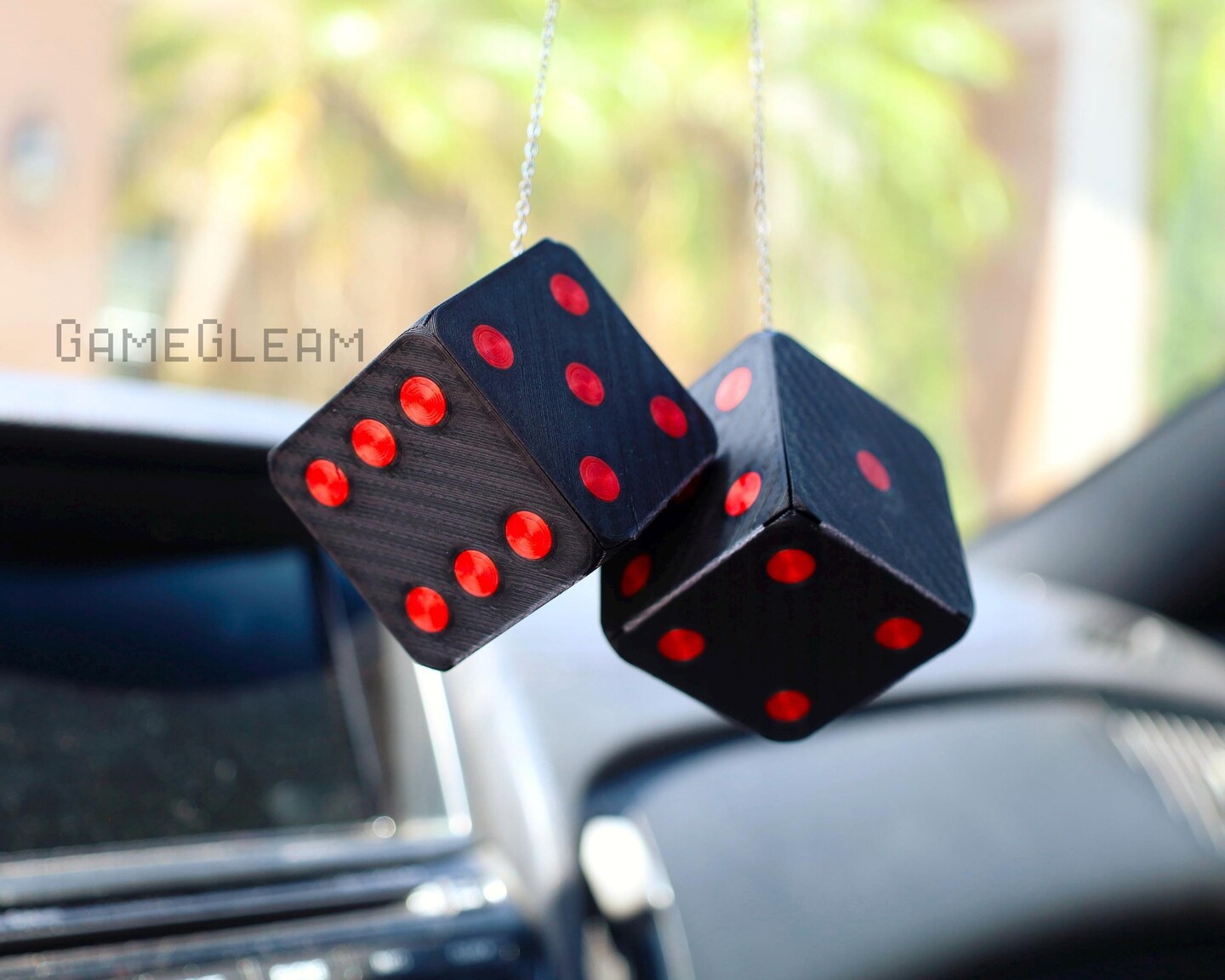 Carbon Fiber Car Dice - 2 inch Pick your dot colors - Hanging charm ...