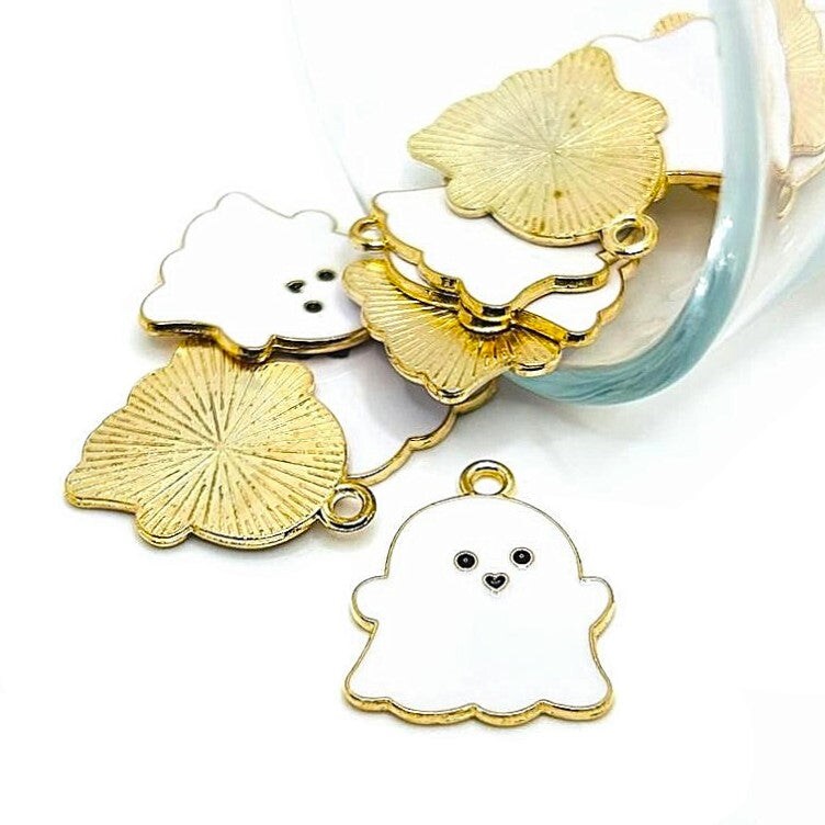 4, 20 or 50 Pieces: White Enamel Ghost Charms | Michaels