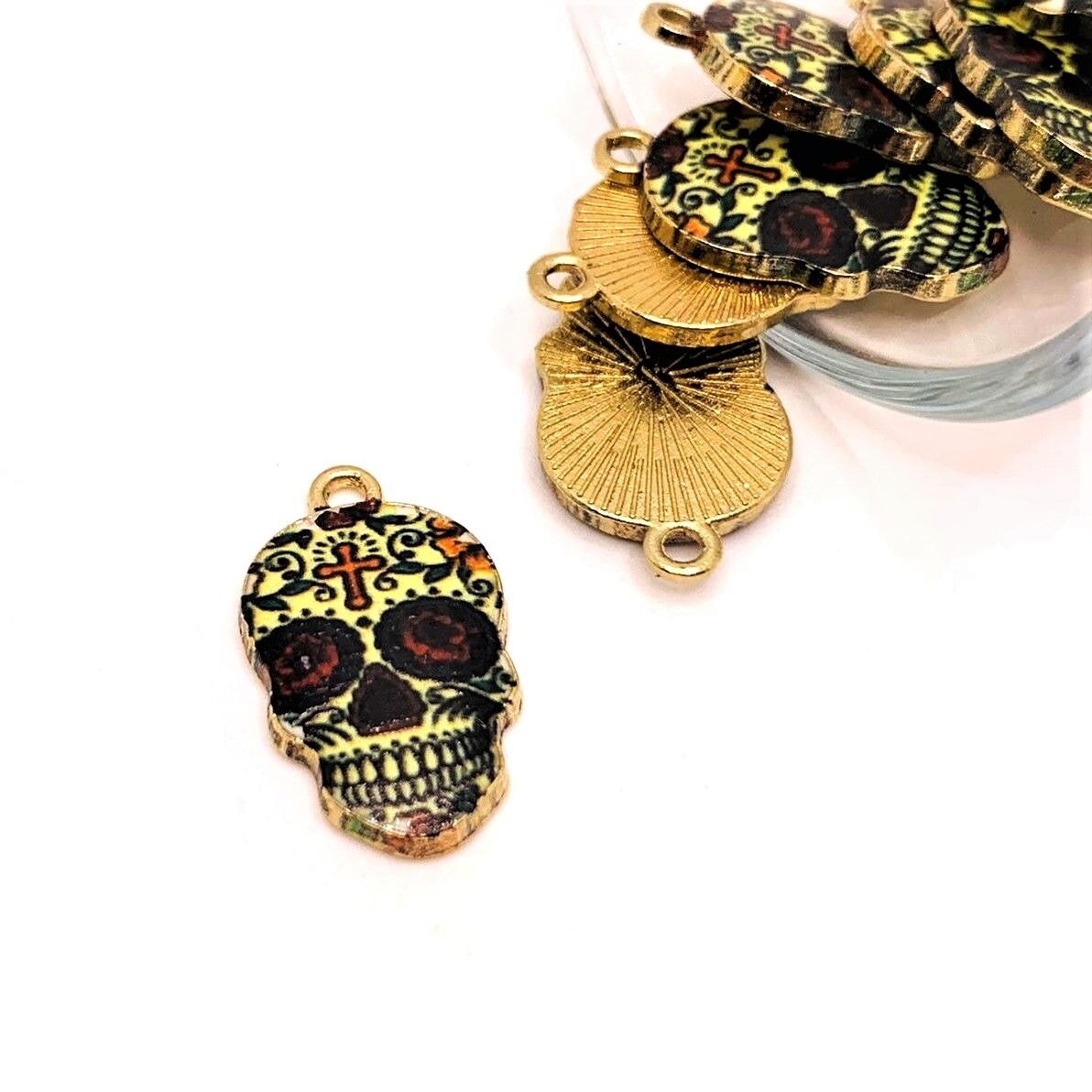 4, 20 or 50 Pieces: Enamel Sugar Skull Dia De Los Muertos Day or the ...