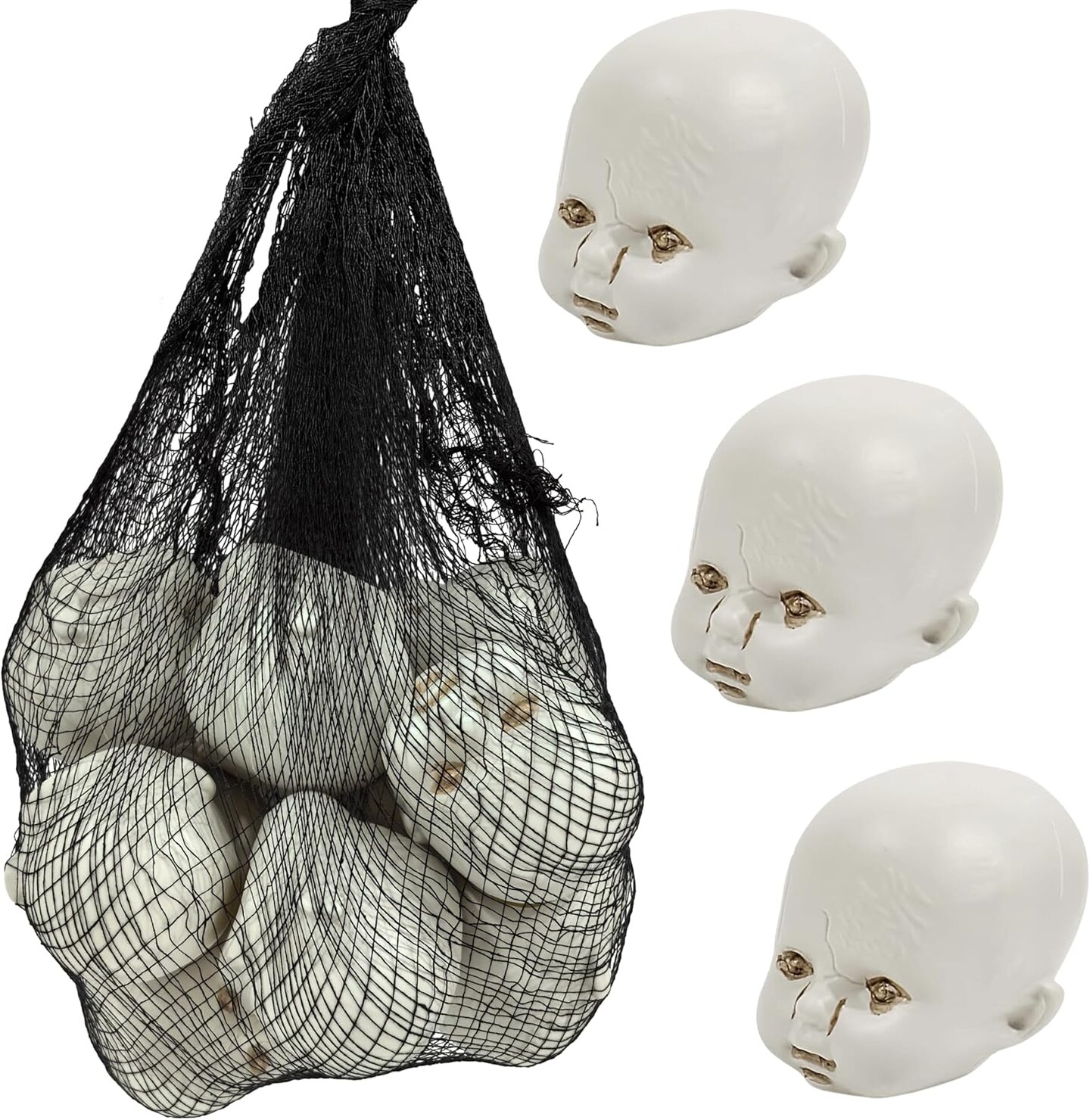 4E’s Novelty Creepy Doll Heads Halloween Decorations – 12 Pcs Plastic ...