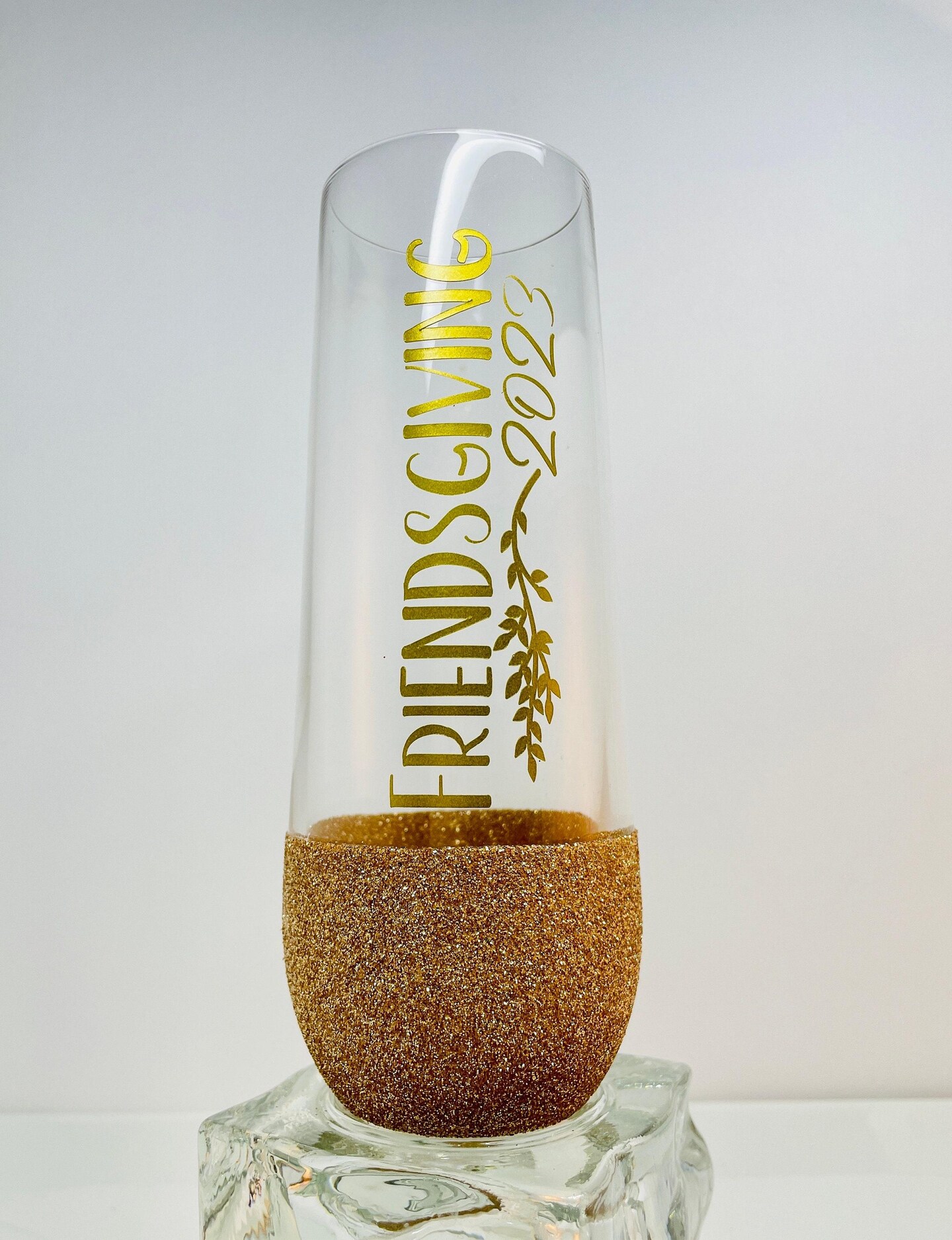 Friendsgiving glittered 8 oz. champagne 2024 Glasses, a keepsake gift ...