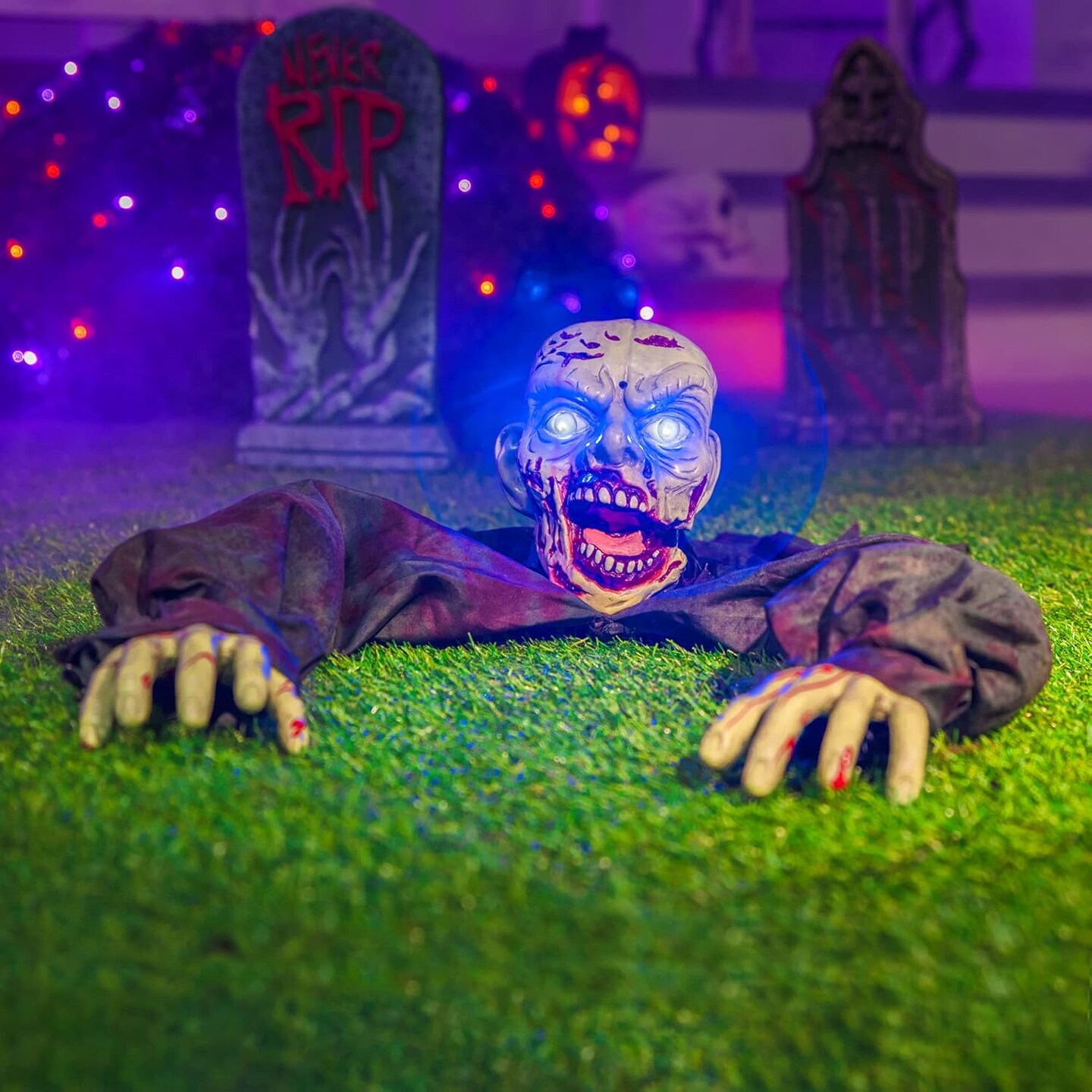 Halloween Zombie Groundbreaker with Creepy Sound and Flashing Eyes ...